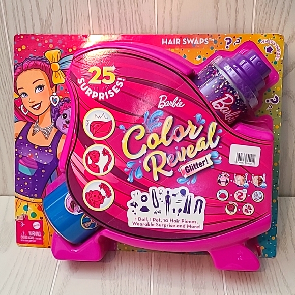 Barbie | Toys | Barbie Color Reveal Glitter Hair Swaps Doll Bundle New ...